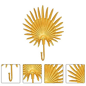 Veemoon Towel Hanger Towel Hooks Nordic 2 Pieces Metal Sun Wall Art Decoration Sunflower Wall Hook Hanger Metal Leaf Wall Hanging Decorations Gold Leaf Shaped Self Adhesive Wall Hook