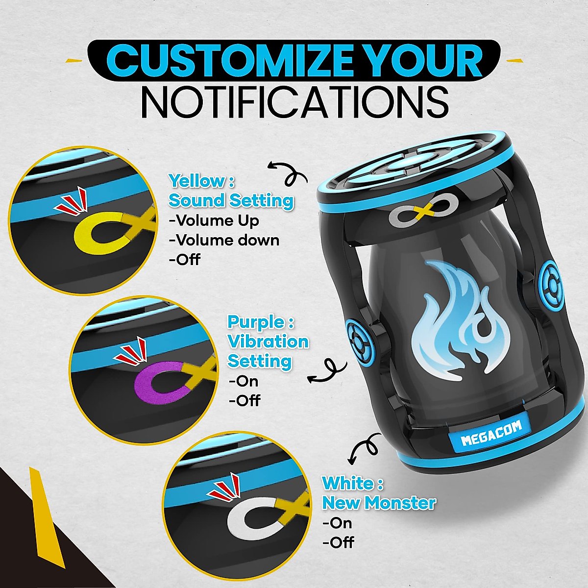 megacom DuoMon Egg for 2 Accounts Compatible for Pokemon Go Plus - One Touch Reconnection, Auto Catch, Spin, Speedy Upgrade to Earn Candy, XP & Stardust, Keep Connecting in The Background (Black)