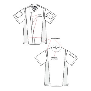 Chef Code Zip Front Cool Breeze Chef Coat (White, Large)