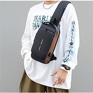 Anti-theft Sling Bag Waterproof Backpack with USB Charging Port,Combination Lock Sling bag suit for 7.9 inch Ipad,Casual Daily Sling Bag (Black-2)