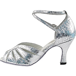 Women's Ballroom Dance Shoes Tango Wedding Salsa Dance Shoes Silver 2713EB Comfortable - Very Fine 2.5" Heel 8.5 M US [Bundle of 5]