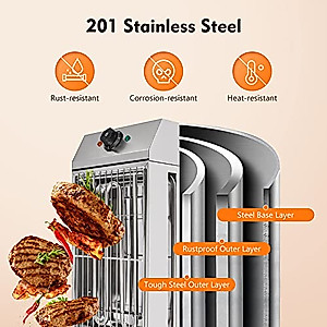 Fetcoi 1800W Electric Grills Outdoor Cooking, Stainless Steel Restaurant Grill BBQ Grills Indoor Grill Smokeless Griddle Barbecue Oven Grill Countertop with Extra-Large Drip Tray, 122-572° F