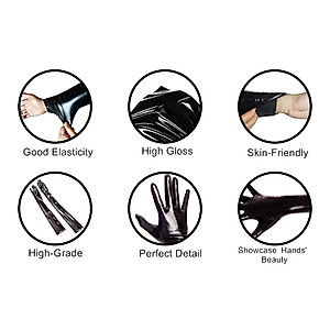 Ftshist Long Sexy Shiny Latex Elbow Length Gloves Patent Leather Long Arm Gloves for Women (White, 24'' M)