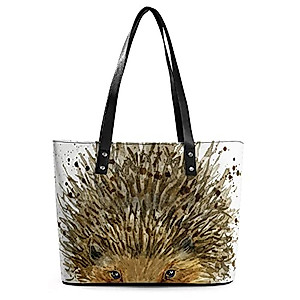 Womens Handbag Hedgehog Leather Tote Bag Top Handle Satchel Bags For Lady