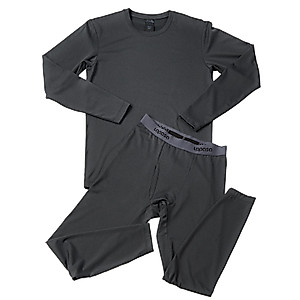 LAPASA Men's Thermal Underwear Set Soft Fleece Lined Long Johns Midweight Base Layer Top & Bottom Winter Thermoflux 200 Extra Warm M57 Large Dark Heather Grey