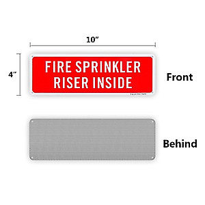 Fire Sprinkler Riser Inside Sign, 12"x 4" .04" Aluminum Reflective Sign Rust Free Aluminum-UV Protected and Weatherproof