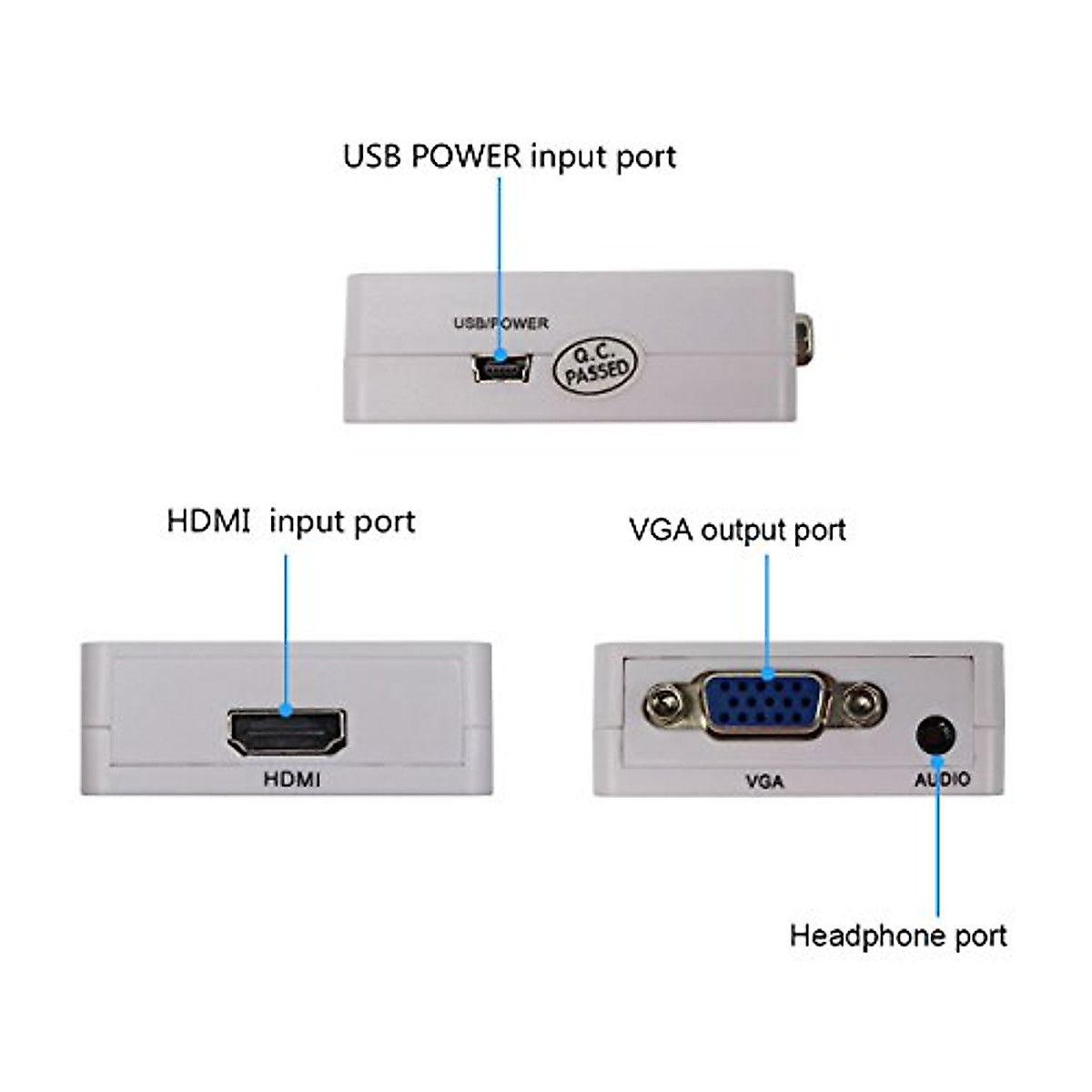HDSUNWSTD HDMI to VGA Adapter with 3.5mm Audio Port (PC HDMI Source Output to VGA TV) for Old Computer Monitor Laptop Projector 1080P Video (Female HDMI in, Female VGA Out)