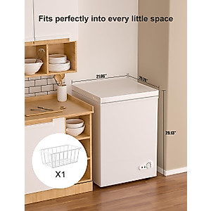 Bodacious Ultra Quiet Deep Freezer - 5.0 Cu Ft Compact Chest Freezer with Fast Freeze Performance, Low Power Consumption, Ideal for Home, Restaurant, and Small Shops