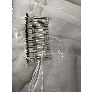 RULTA Women's Short 45cm Wedding Veils with Comb Beads Bridal Lace Appliques Veil(More) (iovry)