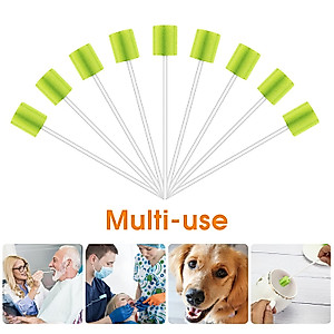 300 Pcs Oral Swabs- Unflavored & Sterile Disposable Mouth Swabs Sponge for Mouth Cleaning- Individually Wrapped (Green)