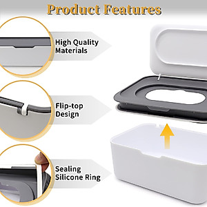 2Pcs Baby Wipes Dispenser, Diaper Wipe Holder with Lid, Refillable Wipes Case Container with Sealing Design, Flushable Wipes Pouch Case Storage Box for Bathroom, Keeps Wipes Fresh Easy Open & Close