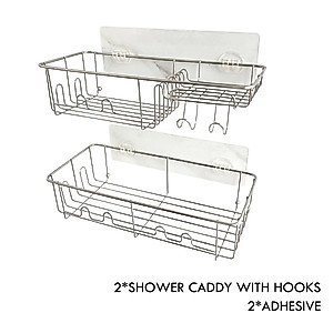 Leeda Shower Caddies, No Drilling, soap Dish Holder 2 Tiers (SLIVERY, Stainless Steel)