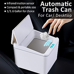 NORMIA RITA 1.6 Gallon Mini Automatic Trash Can for Car Desktop Kitchen Small Touchless Garbage Can with Lid 0.25S Fast Response Sensor