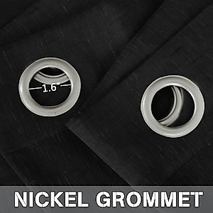 H.VERSAILTEX Linen Curtains Nickel Grommet Natural Linen Semi-Sheer Curtains, Privacy Added Premium Soft Rich Material Linen Curtain Panels for Living Room - 52x84 - Inch - Butter