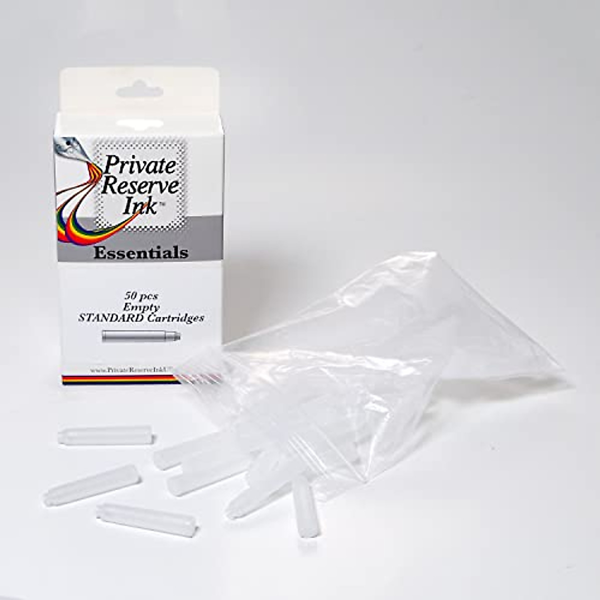 Private Reserve Ink Essentials - Empty STANDARD Cartridges (50 pcs), Clear (PR2)