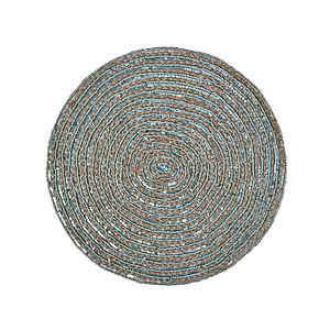 Trunkin USA jute-embroidered-placemat-br-color-teal-natural-br-size-15-round-br-set-of-4
