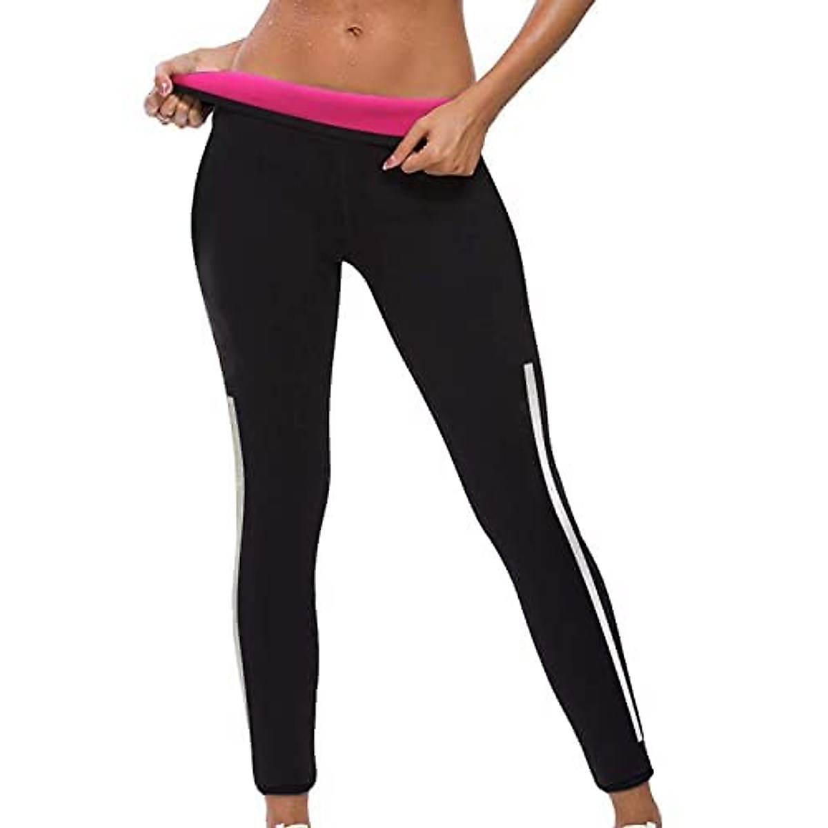 RIBIKA Leggings for Women Yoga Pants Tummy Control with Pocket Sauna Sweat Workout Tank Top Black Gym Butt Lifting