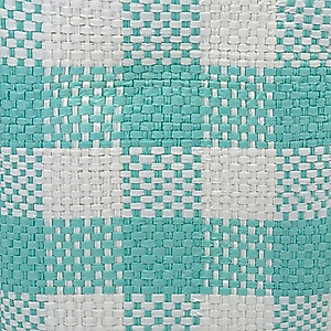 DII Woven Paper Storage Bin, Checkers, Aqua, Medium Rectangle