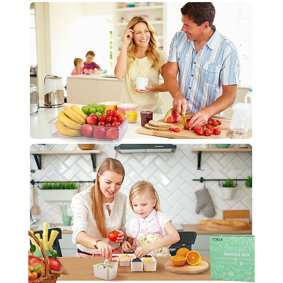 Snackle Box Container, Dishwasher Safety - Divided Serving Tray with Lid and Handle, Charcuterie Board for Portable Snack Platters - Clear Organizer for Fruits Snacks - Perfect for Road Travel Party