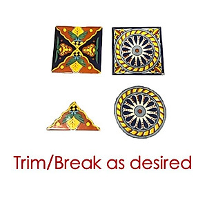 Broken Talavera Mexican Tile in Mixed Desings A1 Quality Tiles, 15 Pounds, Best Deal on Amazon!