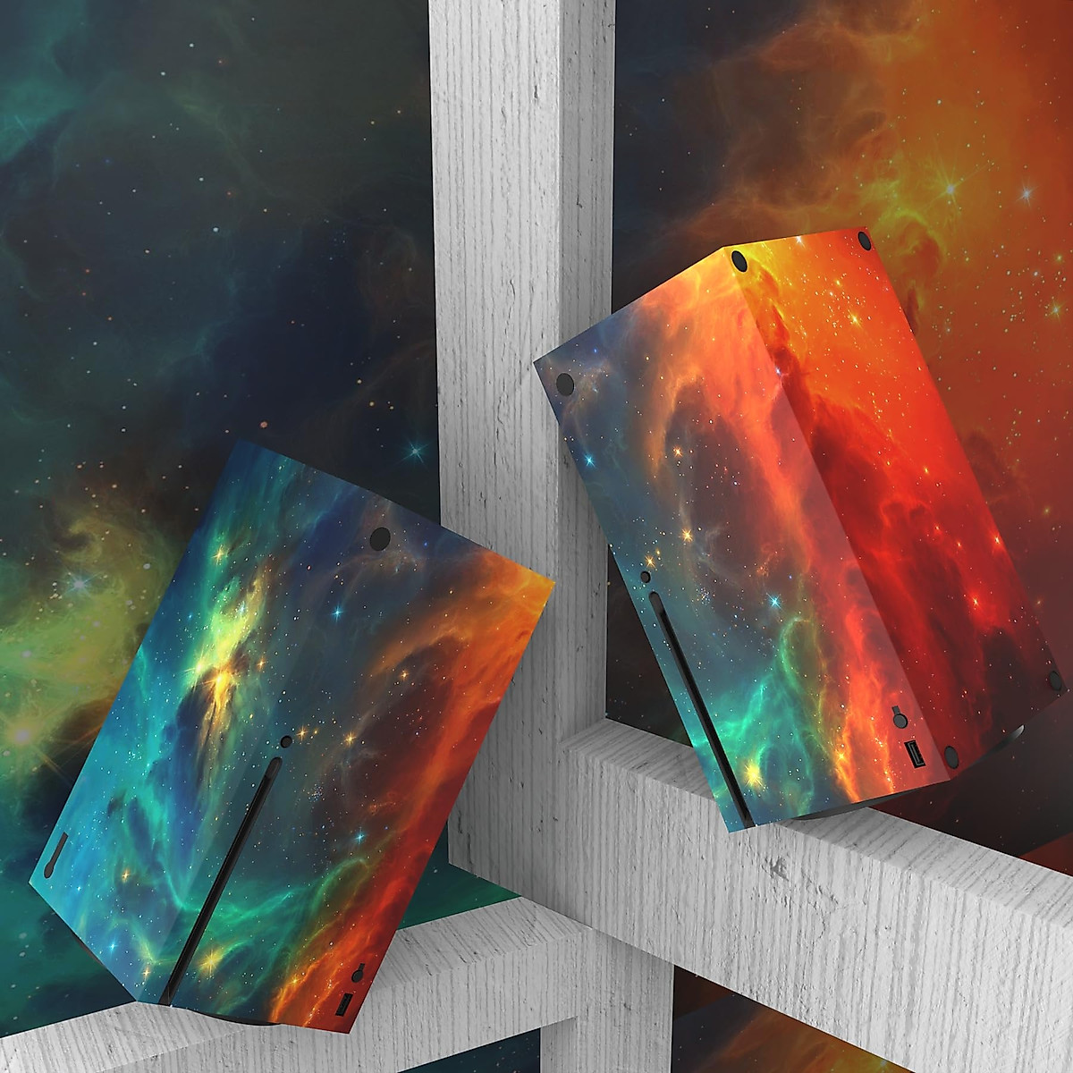 PlayVital Orange Star Universe Custom Vinyl Skins for Xbox Core Wireless Controller, Wrap Decal Cover Stickers for Xbox Series X Console Controller