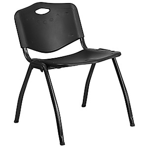 Flash Furniture 5 Pack HERCULES Series 880 lb. Capacity Black Plastic Stack Chair