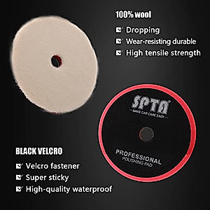 Buffing Polishing Pads, SPTA 7Pc 5.5 Inch Face for 5Inch 125mm Backing Plate Compound Buffing Sponge Pads Cutting Polishing Pad Kit For Car Buffer Polisher Compounding, Polishing and Waxing -A1094MIX