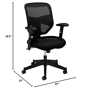 HON Prominent High Back Work Mesh Computer Chair for Office Desk, (HVL531), Swivel-Tilt, Black Fabric
