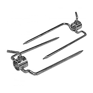 TITAN GREAT OUTDOORS Pair Dual Prong Rotisserie Forks for 1" Round Spit Rod Shoulder, Stainless Steel Fork Set