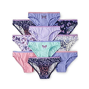 The Children's Place Girls Cotton 7-pack Bikini Style Underwear, Bright Pink | Capri Blue | Cool Flies_lovely Lavender | Cool Flies_tidal | Day Dreamer | Lovely Lavender | Ombre Leopard_snow | Ombre Leopard_tidal, Medium US