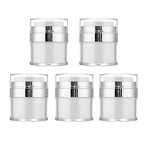 Airless Pump Jar, 5PCS Cream Jar Vacuum Bottle Refillable Travel Containers for Toiletries, Airless Pump Bottles for Lotions And Creams(0.5 Oz/15ml)