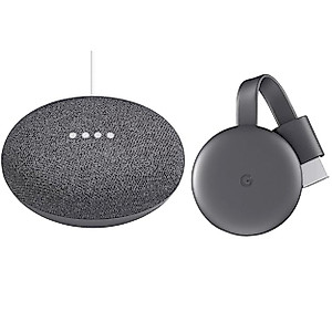 Google Nest Mini 2nd Generation Charcoal (Bluetooth Speaker) Chromecast 3rd Gen - Value Bundle