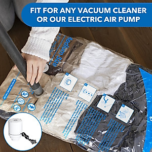16 Pack Vacuum Storage Bags with Electric Air Pump，4 Jumbo,4 Large,4 Midium,4 Small Bags Space Saver Sealer Bags, Airtight Compression Bags for Clothes, Pillows, Comforters, Blankets, Bedding