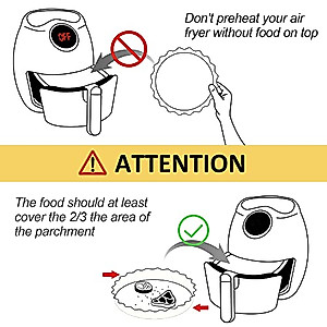 Macood Air Fryer Parchment Paper 6.3 Inch 100 PCS Oil-proof, Water-proof, Non-stick Non-stick Unbleached Food Grade Paper for Air Fryers/Baking/Cooking/Steaming Basket(Brown)