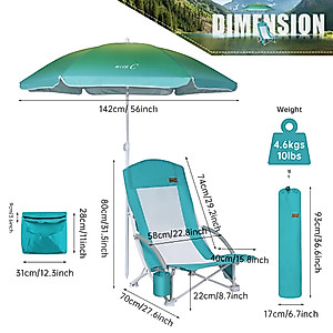 Nice C Beach Chair with Cooler and Umbrella + Low Beach Camping Chair