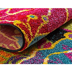 Unique Loom Lyon Collection Area Rug - Kennedy (5' 1" x 8' Rectangle, Black/ Green)