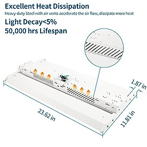 Xbuyee (2 Pack) LED High Bay Shop Light 2FT Commercial 165W 23100 Lumens 5000K 100-277V Dimmable, Linear Hanging Bay Lights for Warehouse Workshop Supermarket Stadium, Power Tunable 165W/110W/80W