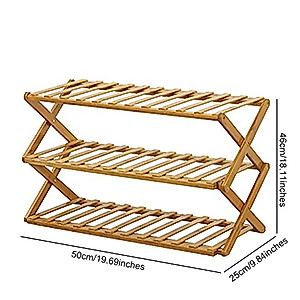Koolouispoper Shoe Rack 3/4 Tier Folding Multifunctional Storage Organizer Bamboo Shoe Shelf Simple Household Economical Shelf (3 Layers)