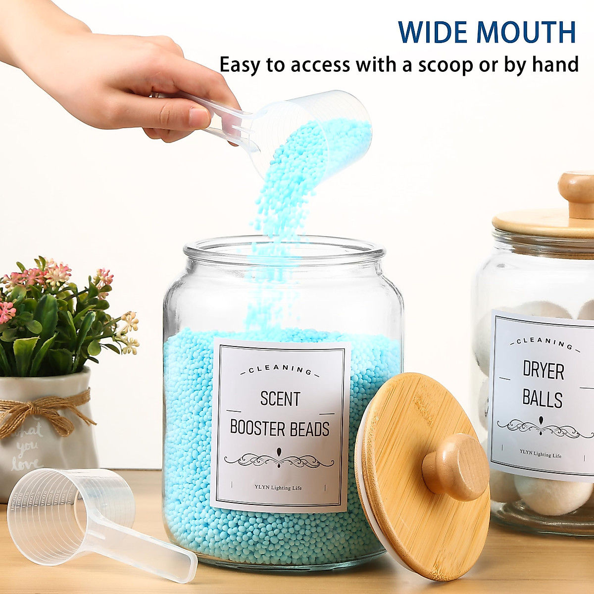 Laundry Pods Container With Airtight Bamboo Lid,Glass Jars for Laundry Room Organization Jar. Dishwasher pods container.1/2 Gallon Laundry Jars for Detergent Powder,Scent Boosters,Laundry Room Storage