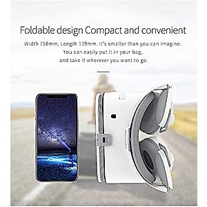 3D Virtual Reality Headset, 3D VR Glasses Viewer with Remote [Bluetooth] for iOS iPhone 13 12 11 Pro Max Mini X R S 8 7 Samsung Galaxy S10 S9 S8 S7 Edge Note/A 10 9 8 + Other 4.7-6.2" Cellphone, White