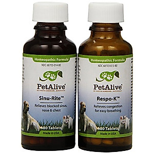 PetAlive Respiratory ComboPack for Pets - All Natural Homeopathic Remedies Relieve Symptoms of Blocked Sinuses, Colds, and Respiratory Irritation in Cats and Dogs