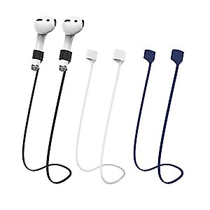 Magnetic Anti-Lost Straps for AirPods, Soft Silicone Sports Lanyard, Neck Rope Cord -(3-Pack) Wireless Headphones Anti-Lost Rope (Black White Blue)