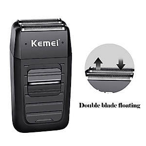 KEMEI Men's Reciprocating Cordless Razor Electric Rechargeable Razor Precision Beard Sideburn Trimmer Razors Twin Blade Multifunction Grooming Razor