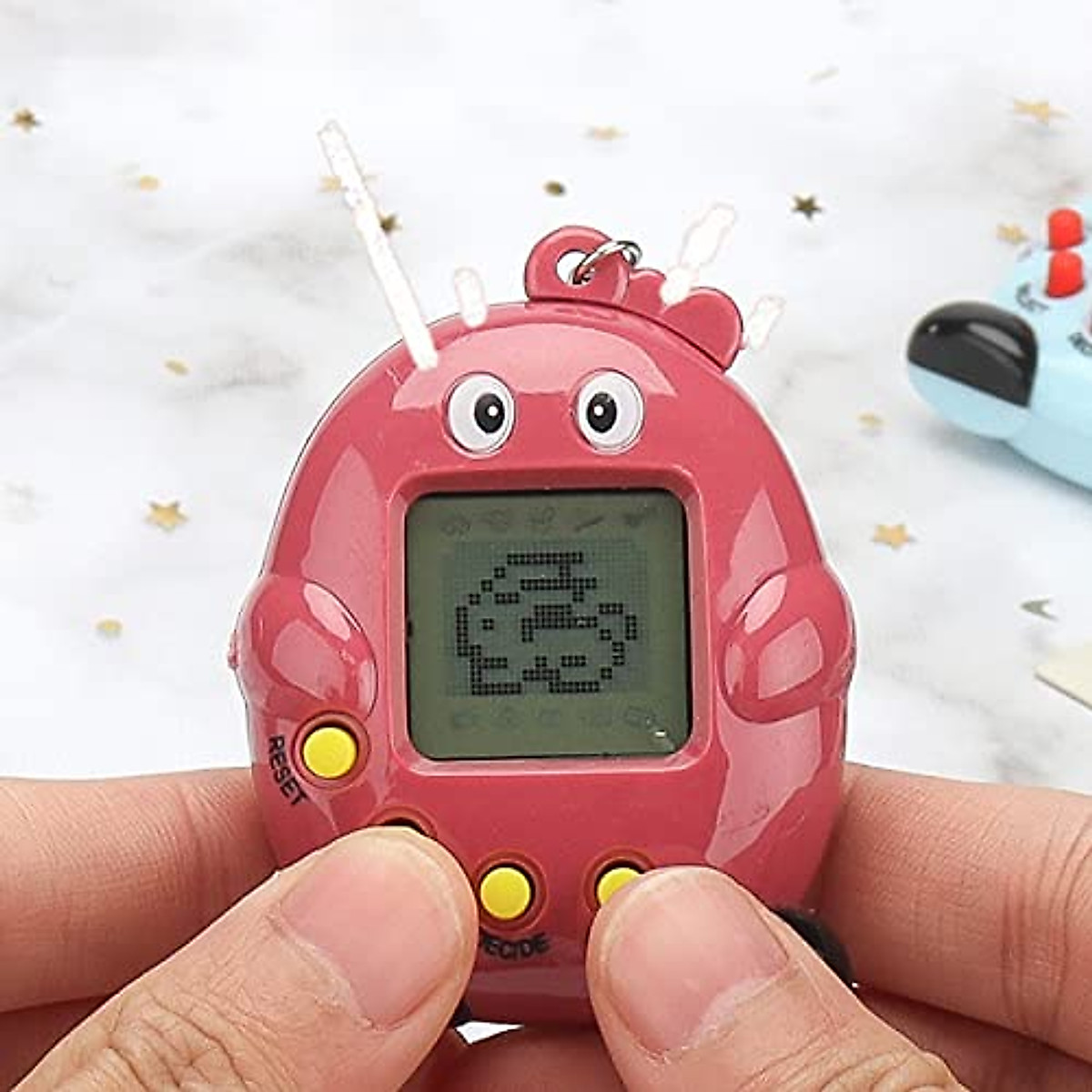 D-GROEE Electronic Pet Machine Batter Digital Machine Pet Keychain Kids Interactive Robot Gift Toy Game Red