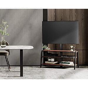 FITUEYES 3-Tier Floor TV Stand for 37-70 Inch TVs Entertainment Center Stand with Storage-Height Adjustable TV Console Stands with Walnut Board & Cable Management, VESA 600x400mm