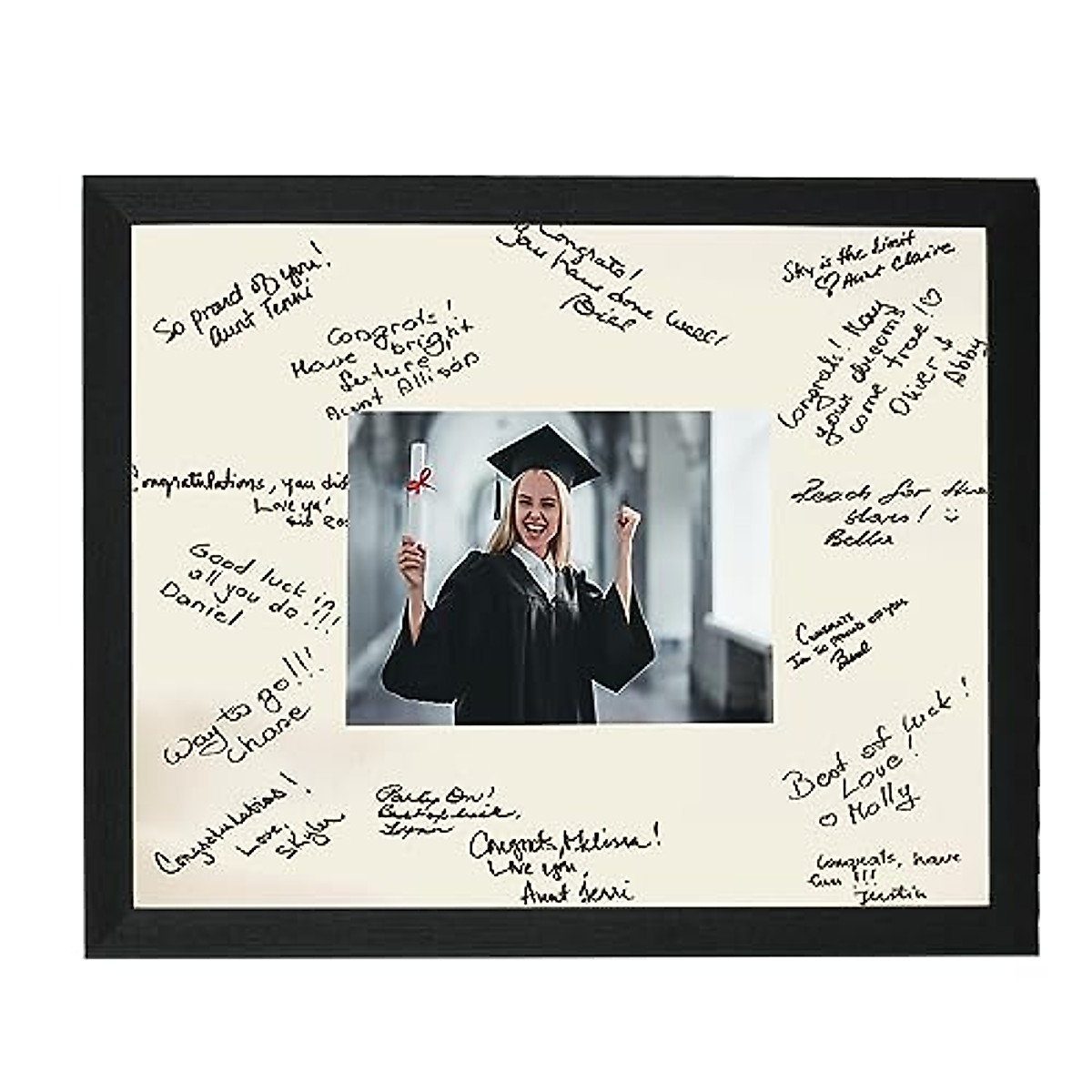 GraduationMall 11x14 Signature Picture Frame Holds 5x7 Photo with White Mat for Wedding Graduation | Wall or Tabletop Display