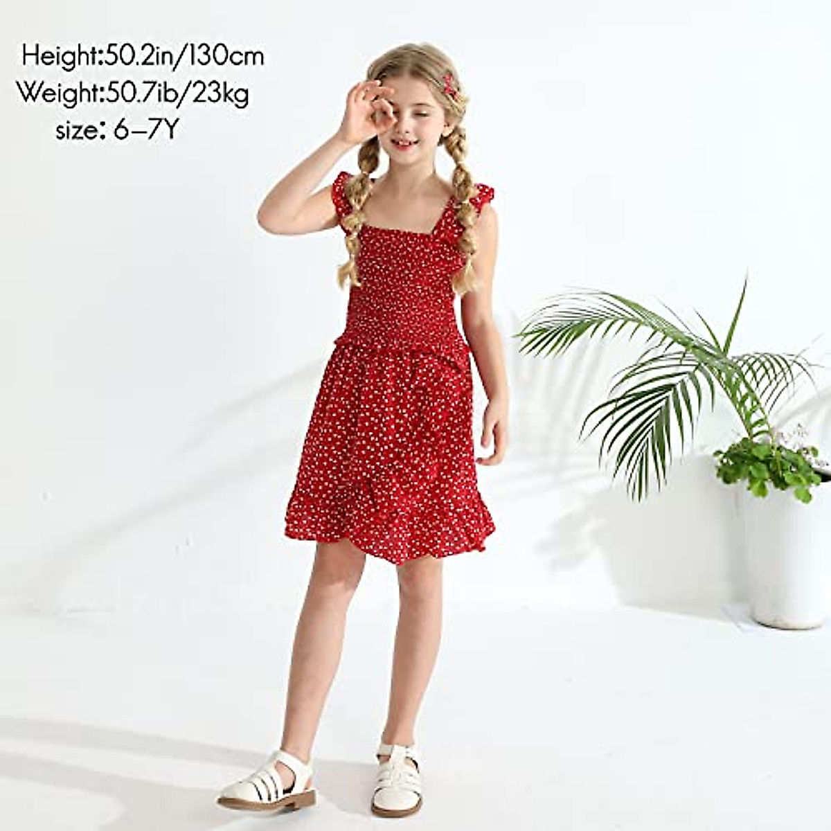 CARETOO Girl's 2 Piece Outfit Sleeveless Tops+ Ruffle Bow Skirt Sets Toddler To Big Girls Kid Clothes Set 4-14 Years Old (Red,8-9 Years)