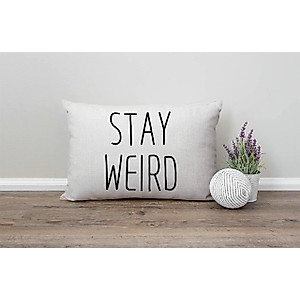Funny Stay Weird Black White Lumbar Throw Pillow Cover 12x20 Inch Decorative Bedroom Living Room Rectanglar Cushion Case for Bed Sofa Couch