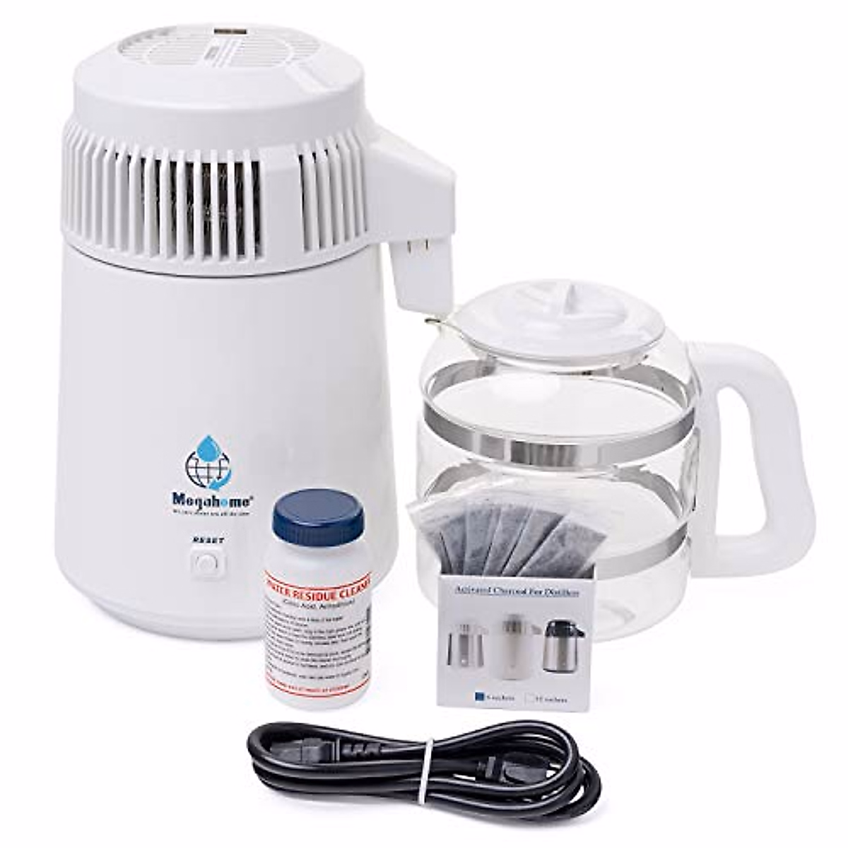 Megahome Countertop Water Distiller, White, Glass Collection