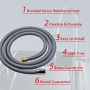 Kitchen Sink Hose For American Standard kitchen Faucet M922367-007220A, Pull Down Pull Out Faucet Hose Sprayer Faucet Part, Brass Adapter, 59in